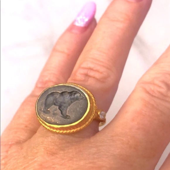 Jewelry | 18k Gold Vermeil Black Bear Ring | Poshmark